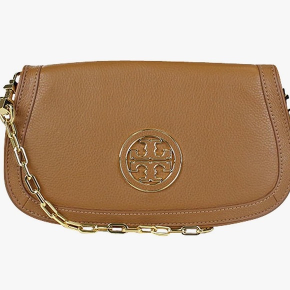 Tory Burch | Bags | Tory Burch Amanda Logo Flap Clutch In Royal Tan ...